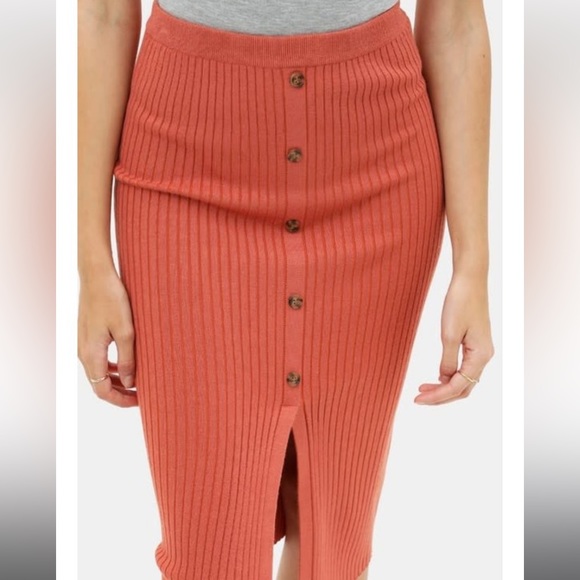 Love Tree | Skirts | Front Slit Button Knitted Midi Skirt | Poshmark